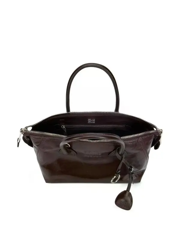 Miu Miu Logo-embossed Leather Tote Bag