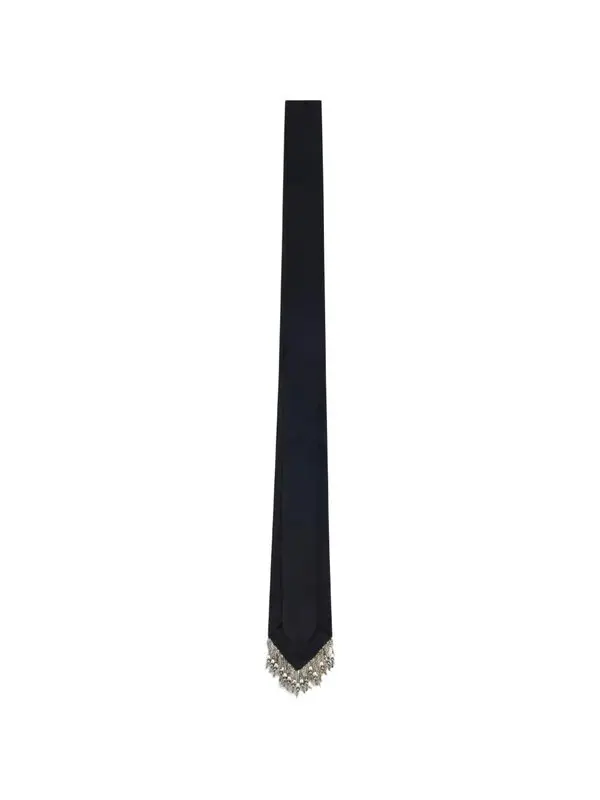 Pinko Embellished Fringed Tie - Black