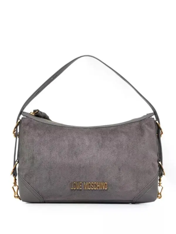 Moschino Logo-plaque Suede-effect Shoulder Bag