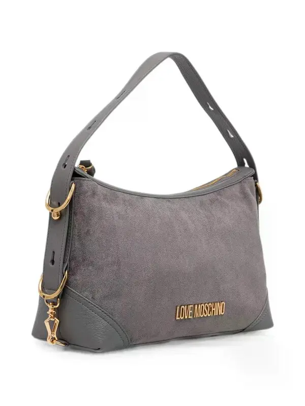 Moschino Logo-plaque Suede-effect Shoulder Bag