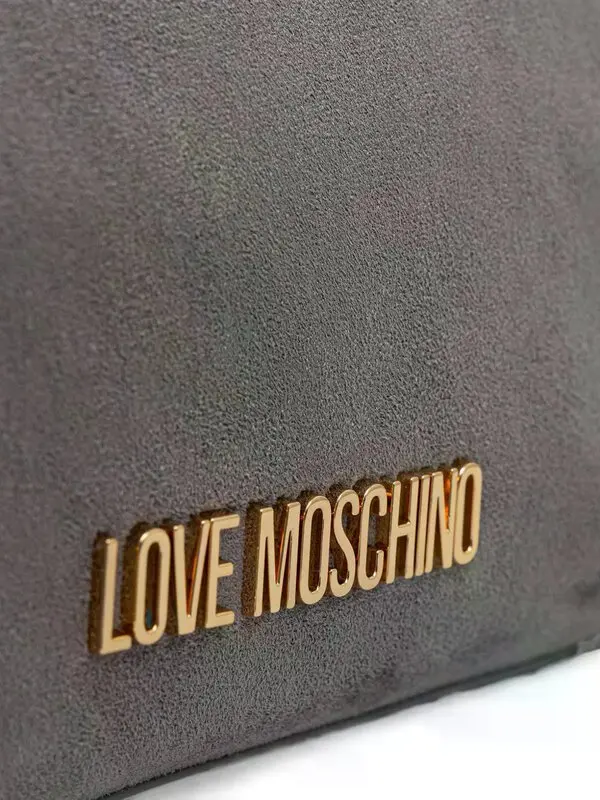 Moschino Logo-plaque Suede-effect Shoulder Bag