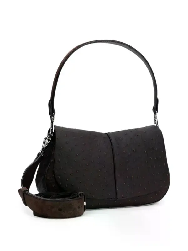 GIANNI CHIARINI Medium Helena Round Ostrich-effect Leather Tote Bag