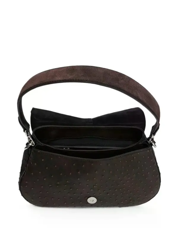 GIANNI CHIARINI Medium Helena Round Ostrich-effect Leather Tote Bag