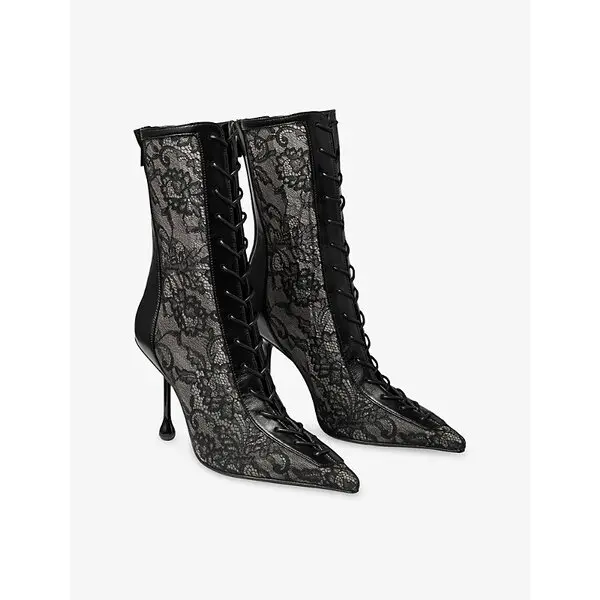 JIMMY CHOO Scarlett 95 Lace And Leather Ankle Boots