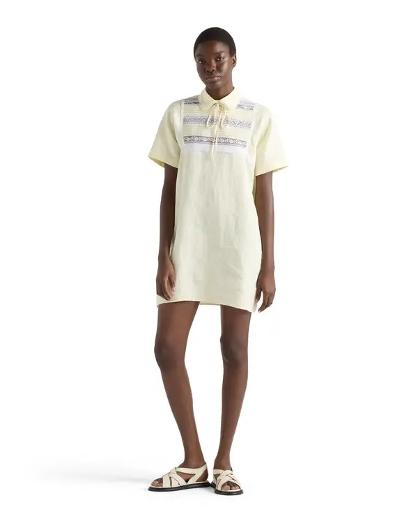 Prada Embroidered Linen Mini-dress