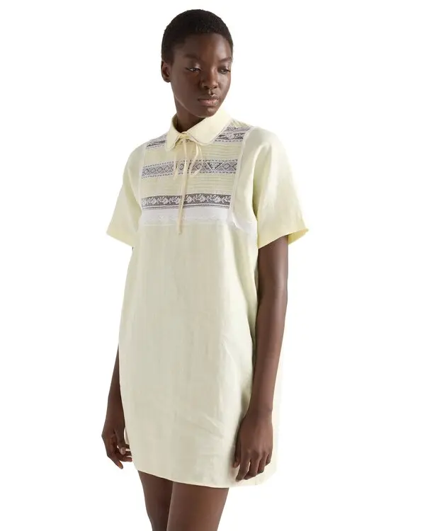 Prada Embroidered Linen Mini-dress