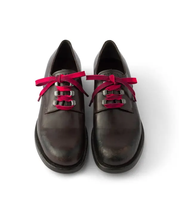 Prada Antiqued Leather Lace-up Shoes