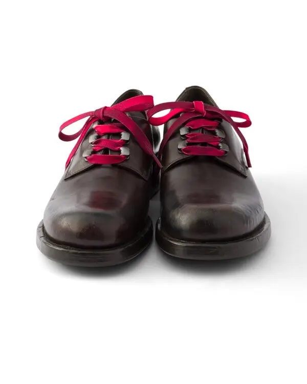 Prada Antiqued Leather Lace-up Shoes