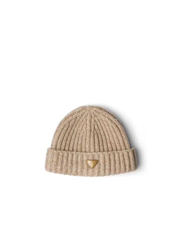 Prada Mouliné Cashmere And Wool Beanie - Desert/camel
