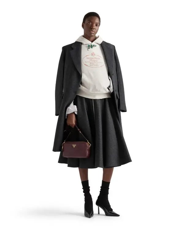 Prada Small Leather Shoulder Bag - Burgundy
