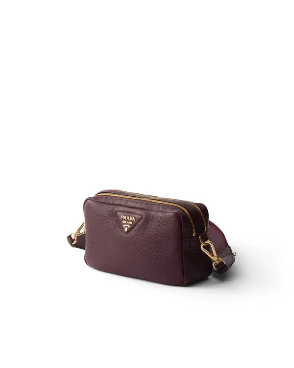 Prada Small Leather Shoulder Bag - Burgundy