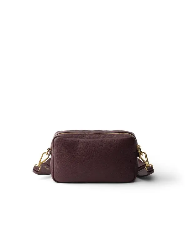 Prada Small Leather Shoulder Bag - Burgundy