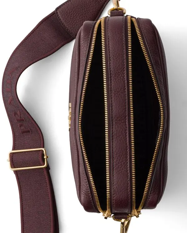 Prada Small Leather Shoulder Bag - Burgundy