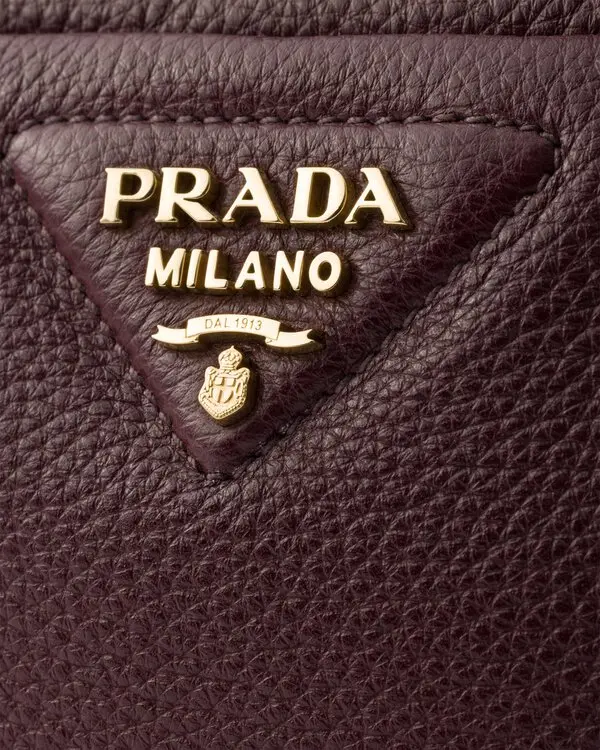 Prada Small Leather Shoulder Bag - Burgundy