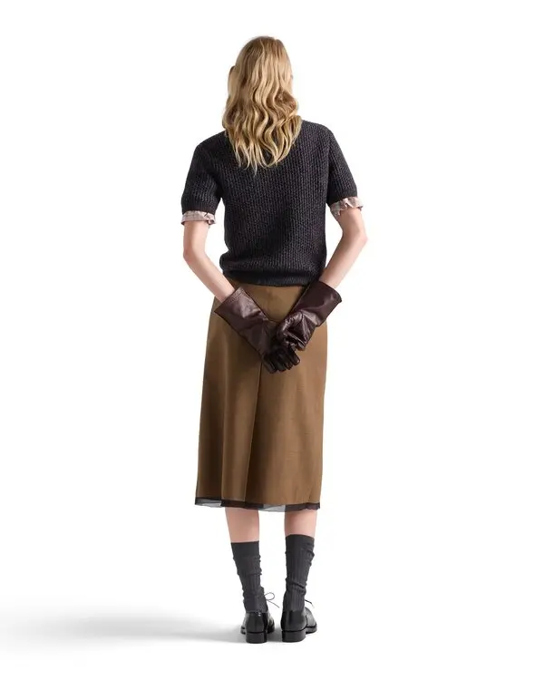 Prada Short-sleeved Wool And Mouliné Cashmere Polo Sweater