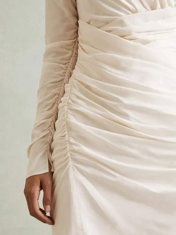REISS Ruched Mini Dress - Pale Pink
