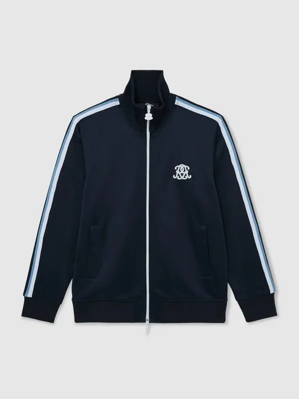 REISS Monogram Relaxed Dual-zip Track Jacket