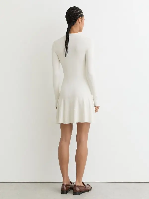 REISS Lavelle Knitted Button-detail Mini Dress - Cream