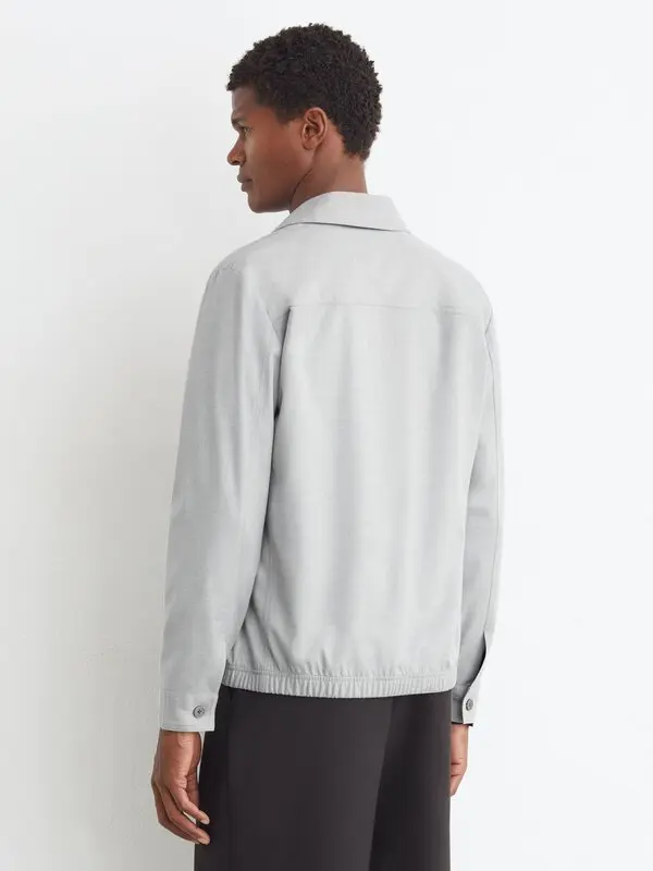 REISS Brushed Twin-pocket Overshirt With Wool - Soft Grey