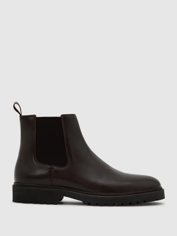 REISS Leather Chelsea Boots - Dark Brown