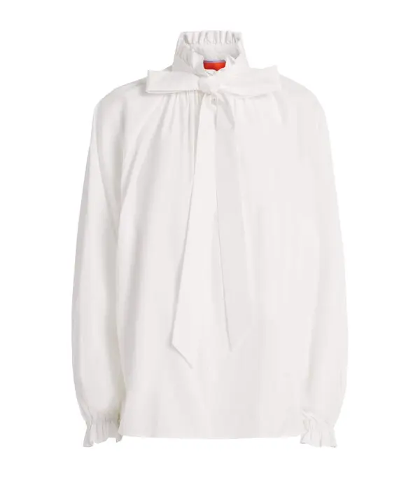 La DoubleJ Cotton High-neck Cerere Blouse - White