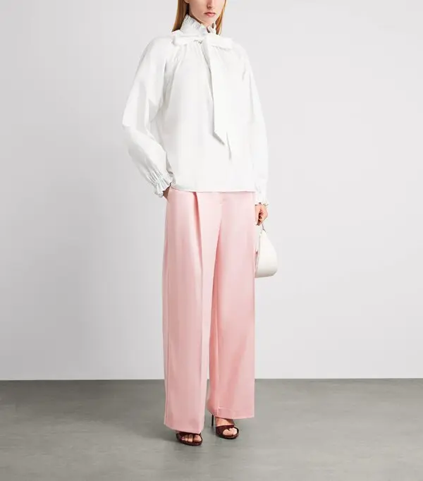 La DoubleJ High Neck Cotton Blouse With Detachable Neck Tie