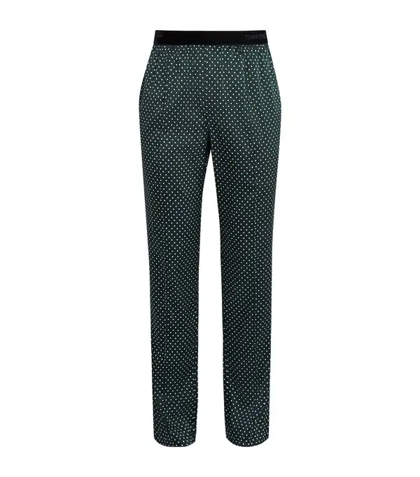 TOM FORD Stretch-silk Polka Dot Pyjama Bottoms - Green