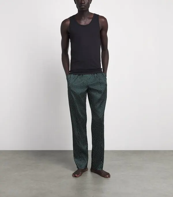 TOM FORD Stretch-silk Polka Dot Pyjama Bottoms - Green