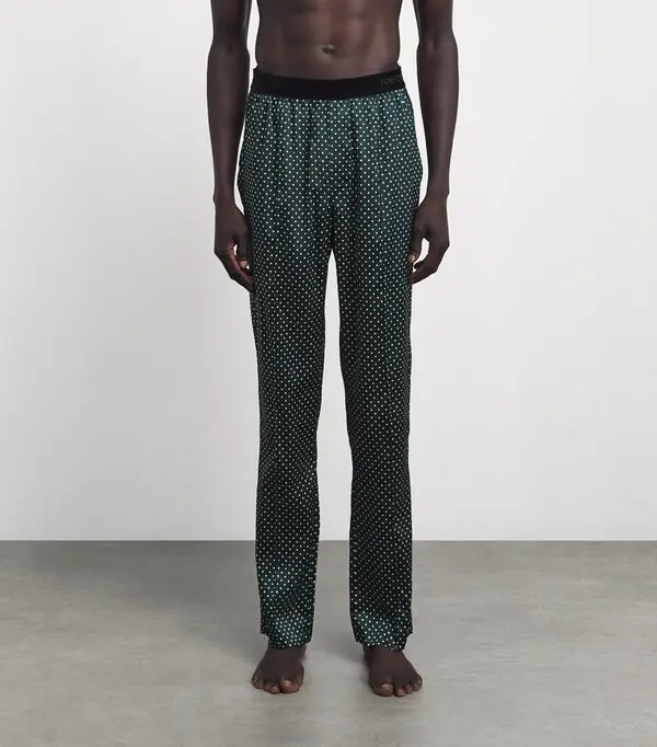 TOM FORD Stretch-silk Polka Dot Pyjama Bottoms - Green