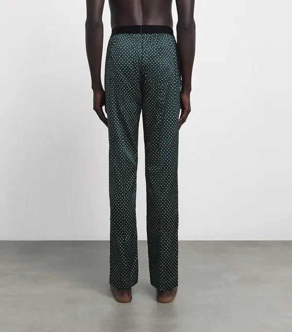 TOM FORD Stretch-silk Polka Dot Pyjama Bottoms - Green