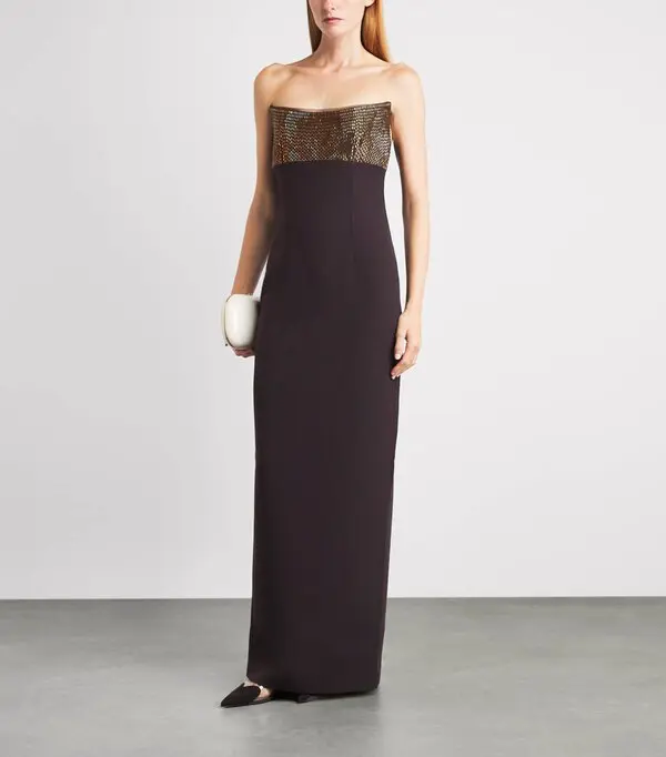 Roland Mouret Diamanté Embellished Off-the-shoulder Gown - Brown