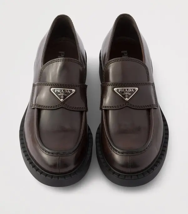 Prada Aged Leather Chunky Loafers