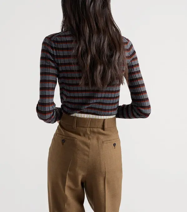 Prada Cashmere-silk Striped Polo Shirt