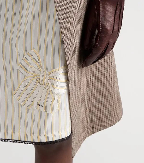Prada Striped Bow-applique Midi Skirt