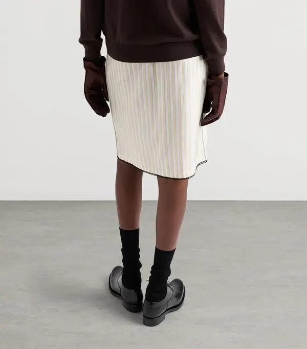 Prada Striped Bow-applique Midi Skirt