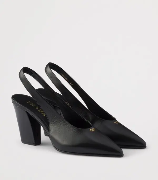Prada Leather Slingback Pumps - Black