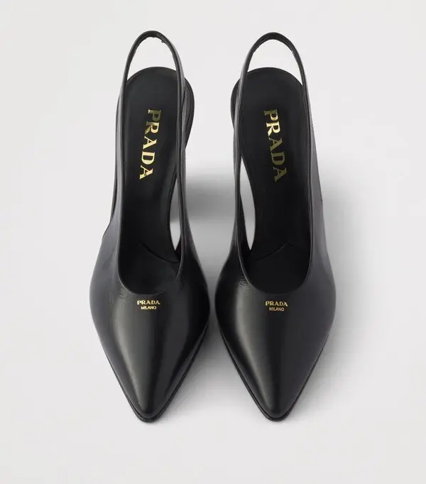 Prada Leather Slingback Pumps - Black