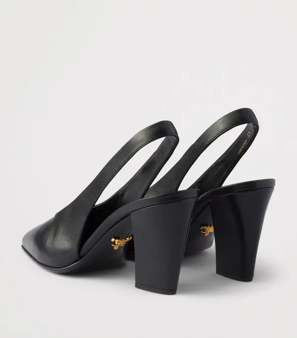 Prada Leather Slingback Pumps - Black