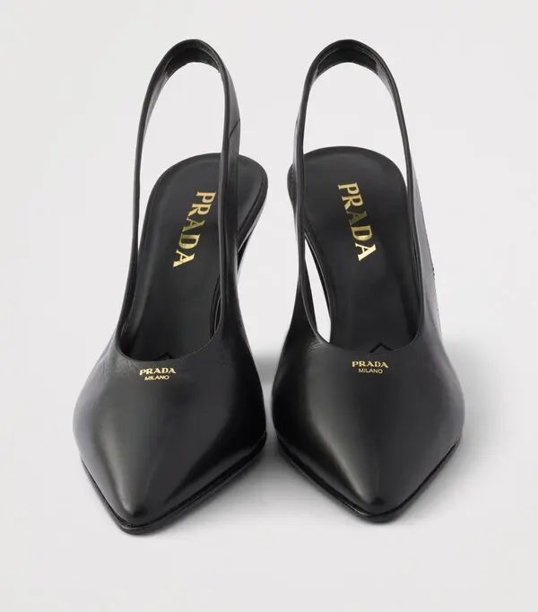 Prada Leather Slingback Pumps - Black