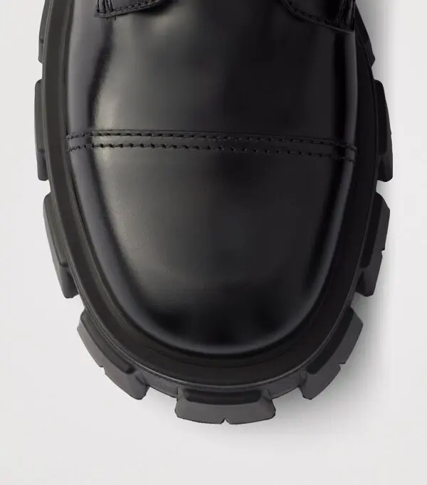 Prada Leather & Re-nylon Monolith Combat Boots - Black