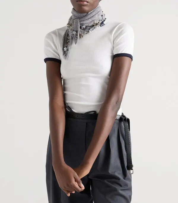 Prada Contrast-trim Ribbed T-shirt