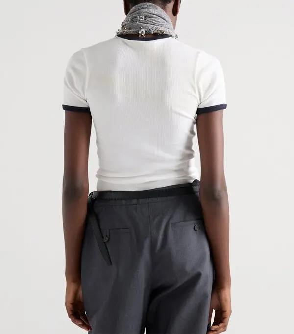 Prada Contrast-trim Ribbed T-shirt