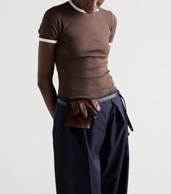 Prada Contrast-trim Ribbed T-shirt