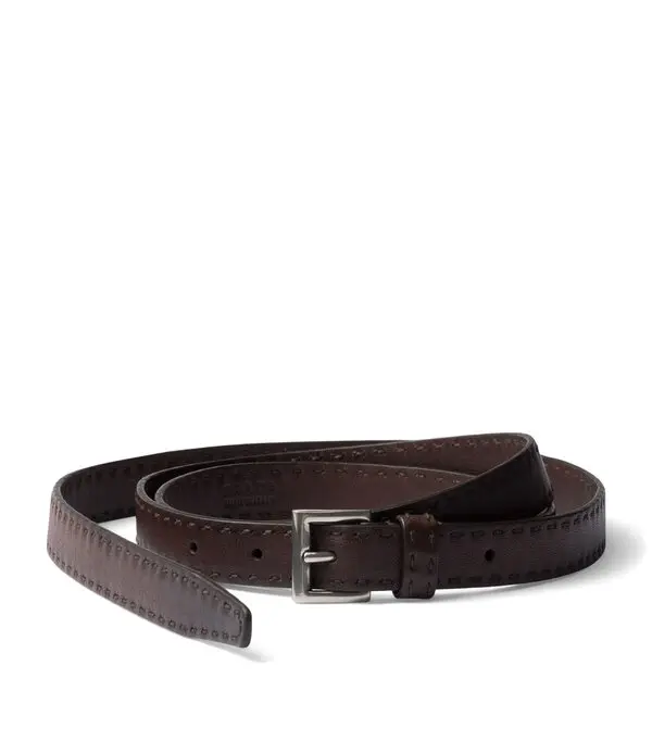 Prada Antiqued Leather Belt - Brown