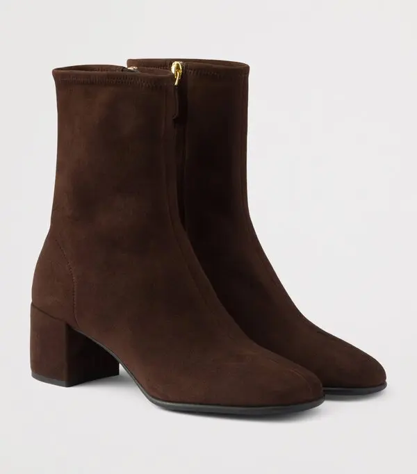 Prada Suede Stretch Ankle Boots - Brown