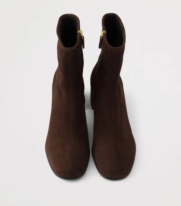 Prada Suede Stretch Ankle Boots - Brown