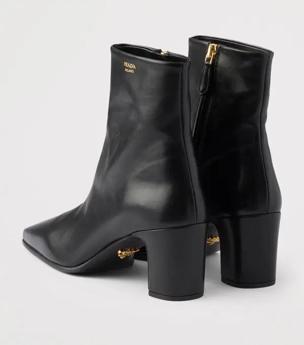 Prada Leather Heeled Ankle Boots