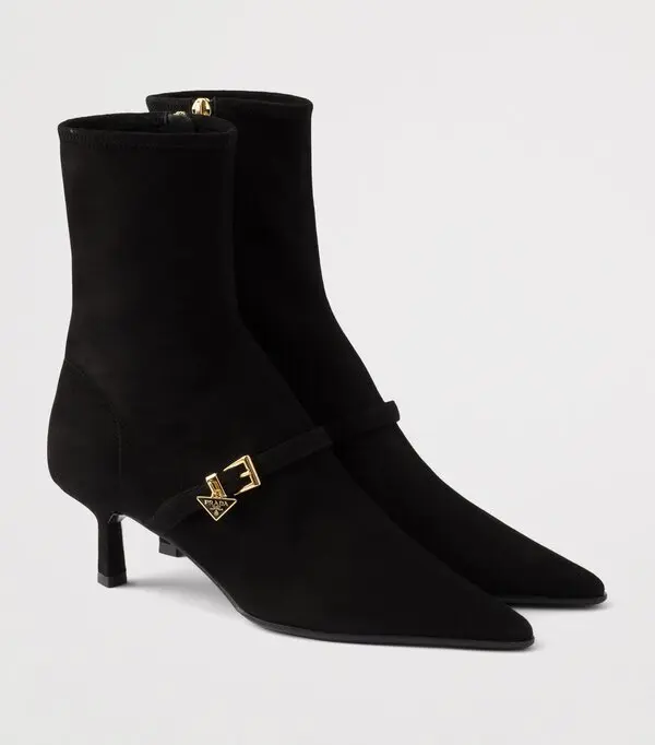 Prada Suede Stretch Heeled Boots