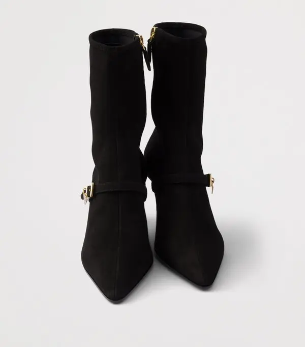 Prada Suede Stretch Heeled Boots
