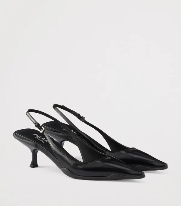 Prada Brushed Leather Slingback Pumps 55